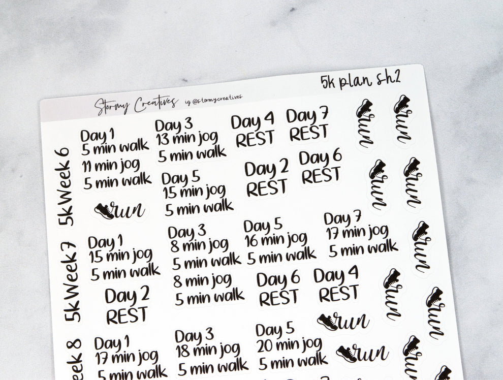 5K 10 Week Running Plan Stickers – StormyCreatives